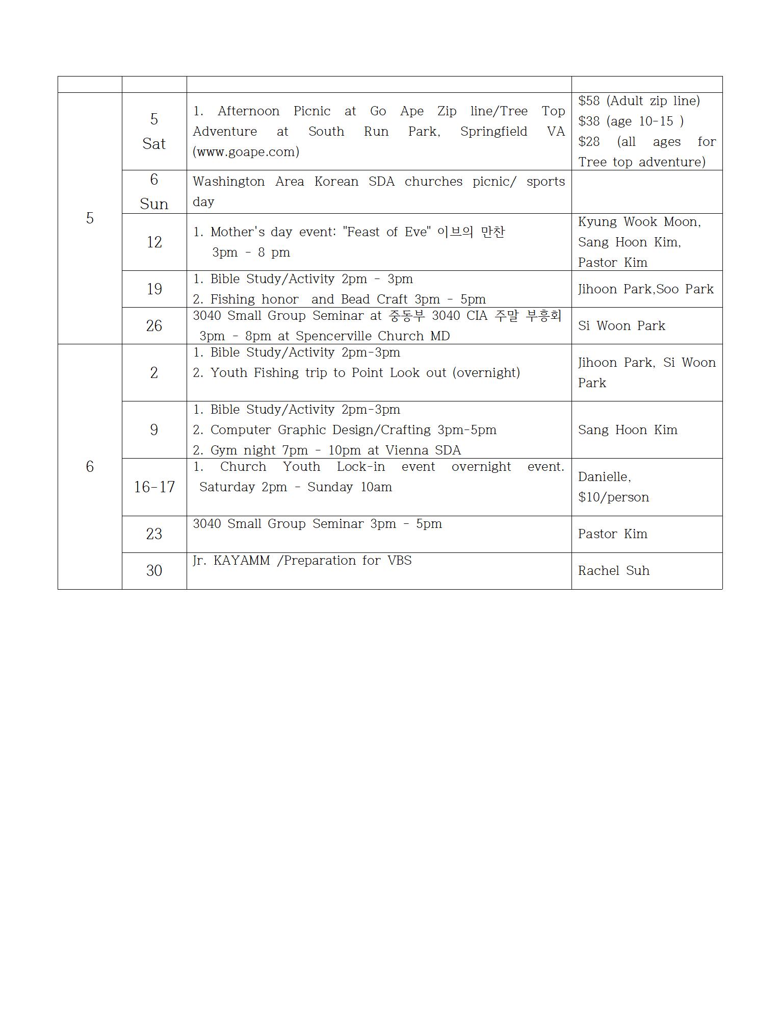 Sabbath Afternoon activity Program | VASDA APP